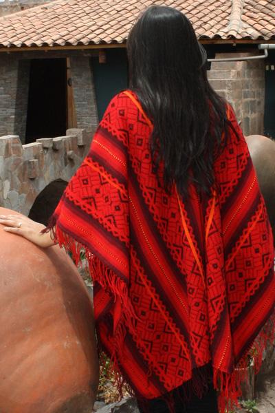 Véritable poncho rojo indio - Ponchos et capes - FEMME - Boutique Pérou